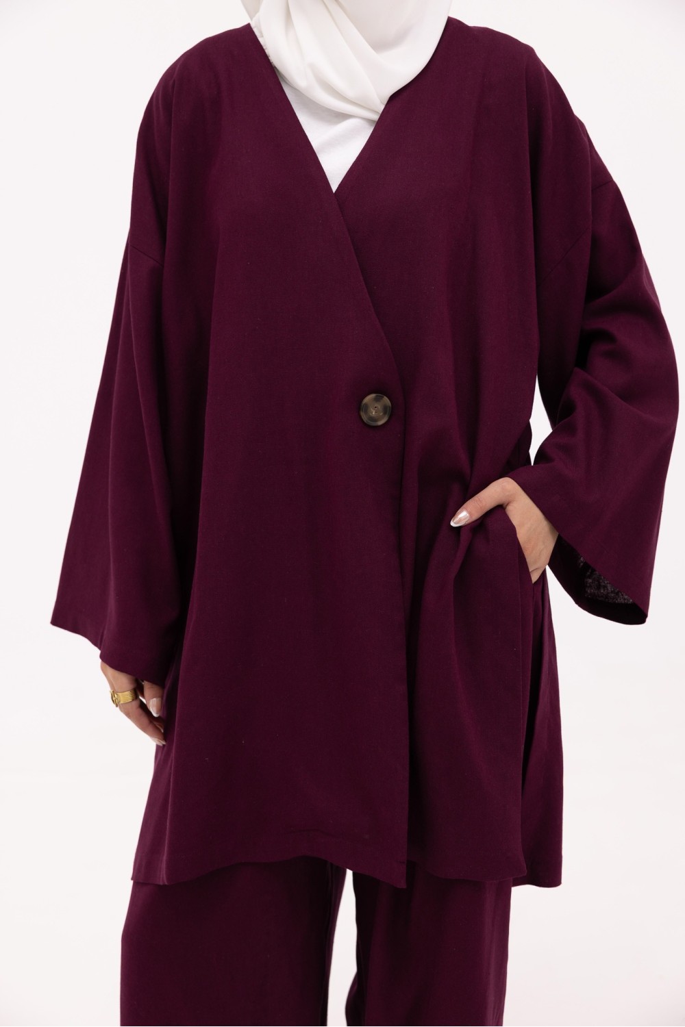 Ensemble Laha En lin burgundy